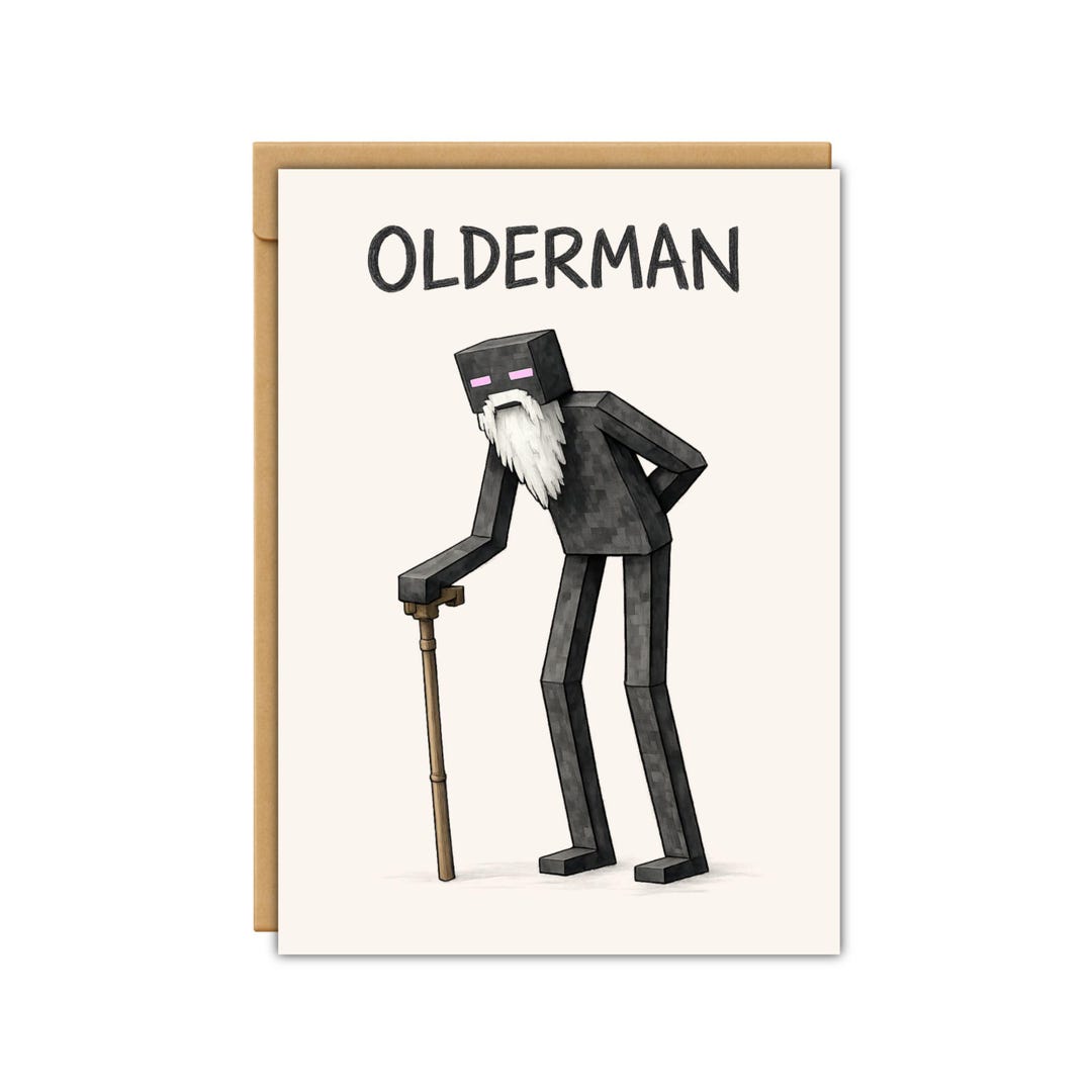 Minecraft Birthday Card • "olderman" by FBC • Enderman Pun - Etsy