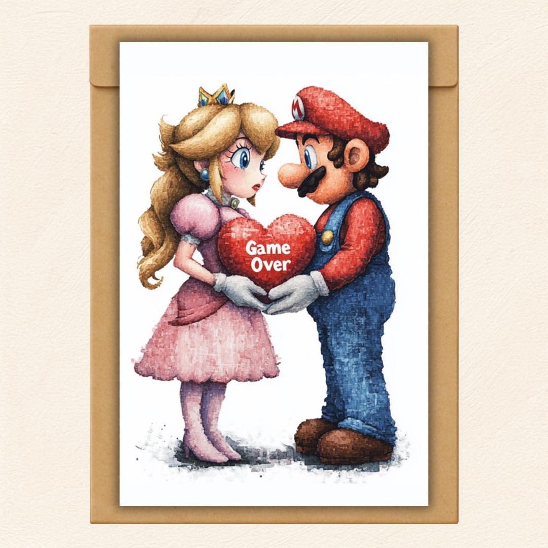 Breakup Card – Mario and Peach Game Over - Nintendo Cards by FBC - Etsy