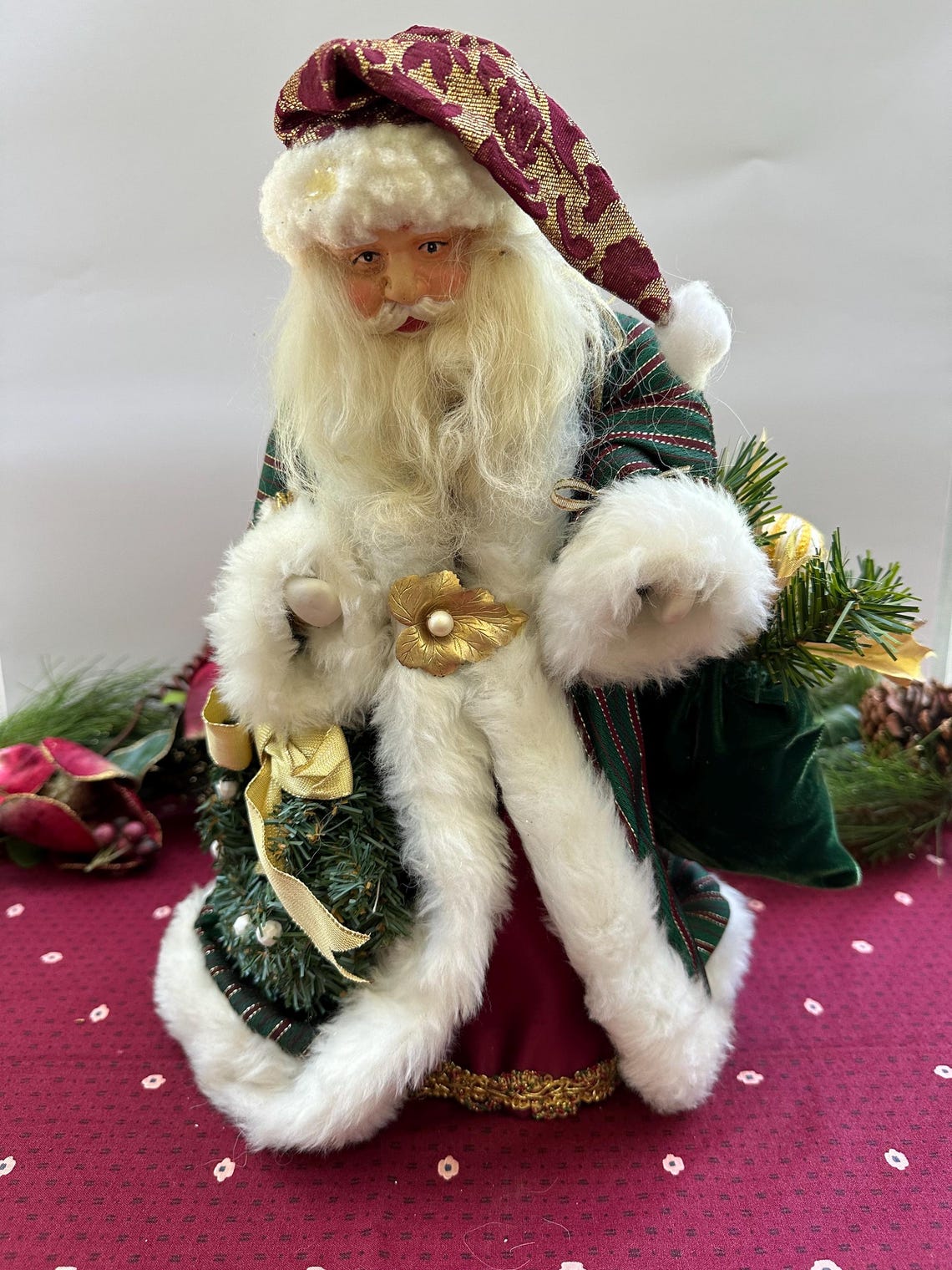 Santa Green and Gold Vintage Handmade - Etsy
