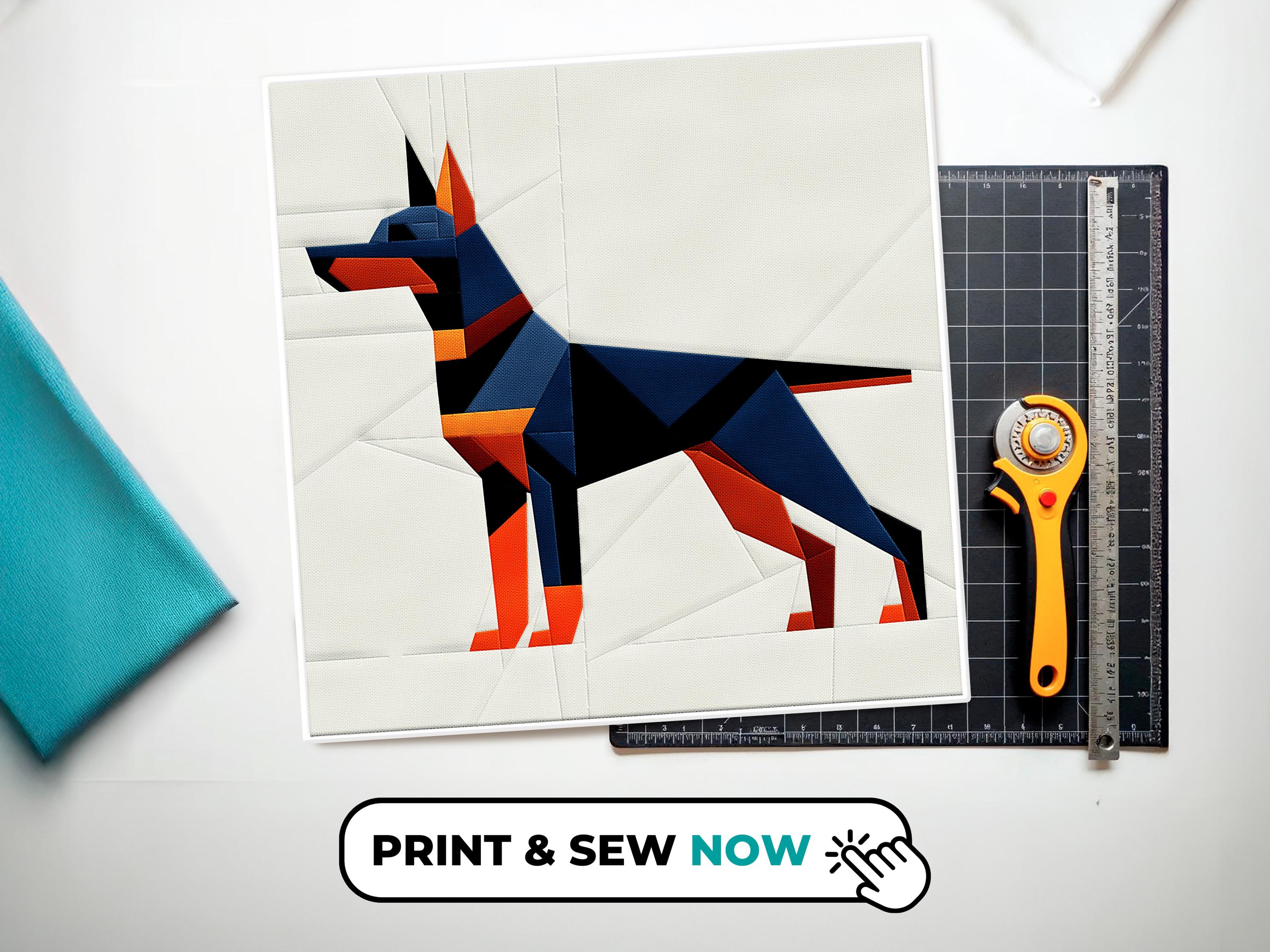 Doberman Quilt Block Pattern: Beginner FPP, 20x20 (PDF Pattern) - Etsy