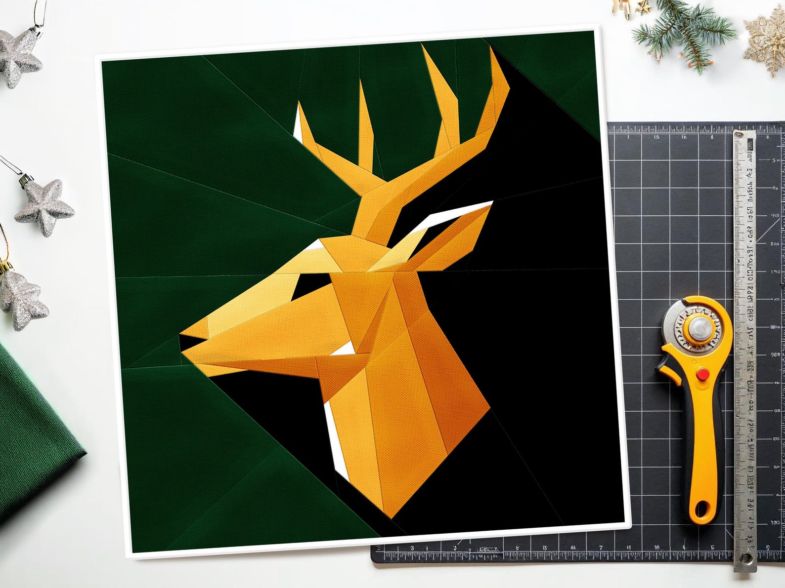 Reindeer Quilt Block Pattern, Christmas FPP PDF, Easy Beginner Paper ...