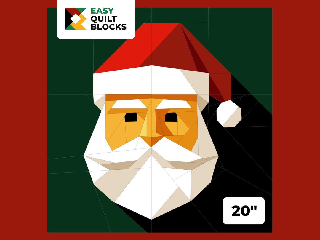 Santa Claus Quilt Block Pattern, Christmas FPP PDF, Easy Beginner Paper ...