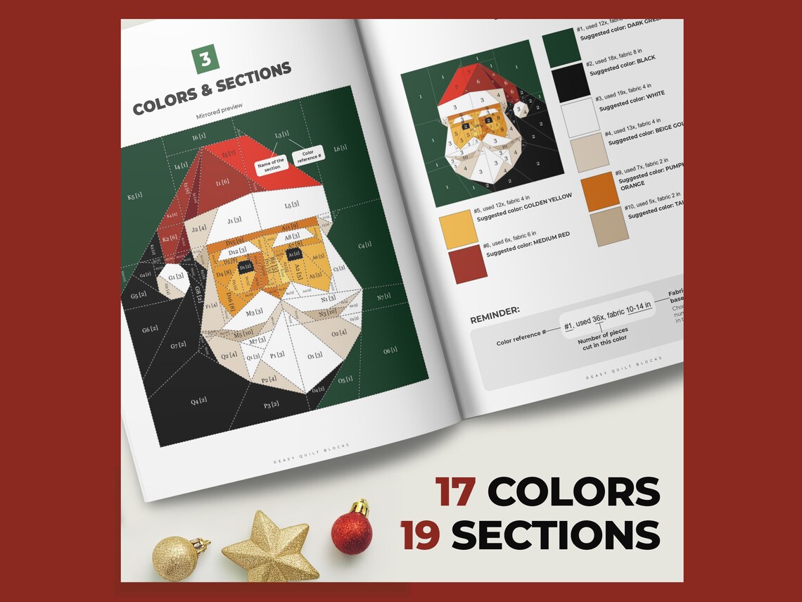 Santa Claus Quilt Block Pattern, Christmas FPP PDF, Easy Beginner Paper ...