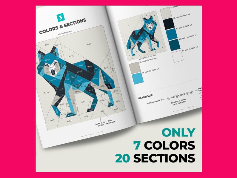 Wolf Quilt Block Pattern: Modern Paper Piecing (20x20") (PDF Pattern ...