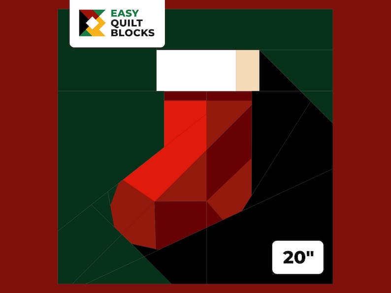 Christmas Stocking Quilt Block Pattern, Easy FPP PDF, Beginner Paper ...