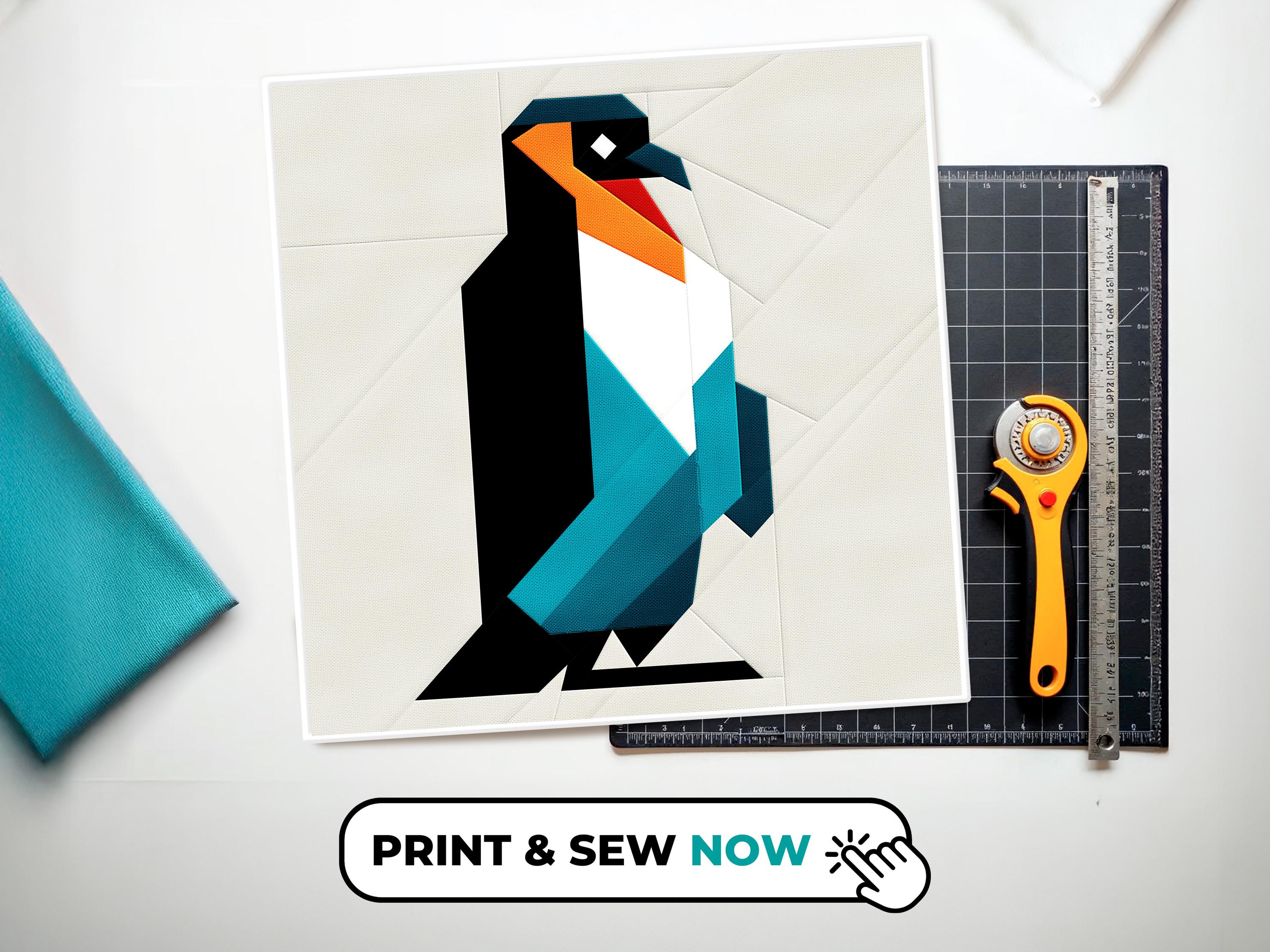 Penguin Quilt Block Pattern: Modern Winter Design (20x20") (PDF Pattern ...