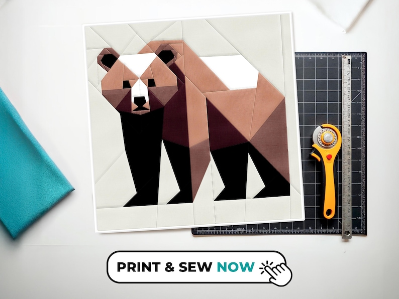 Bear Quilt Block Pattern: Easy Paper Pieced Design (PDF Pattern) - Etsy