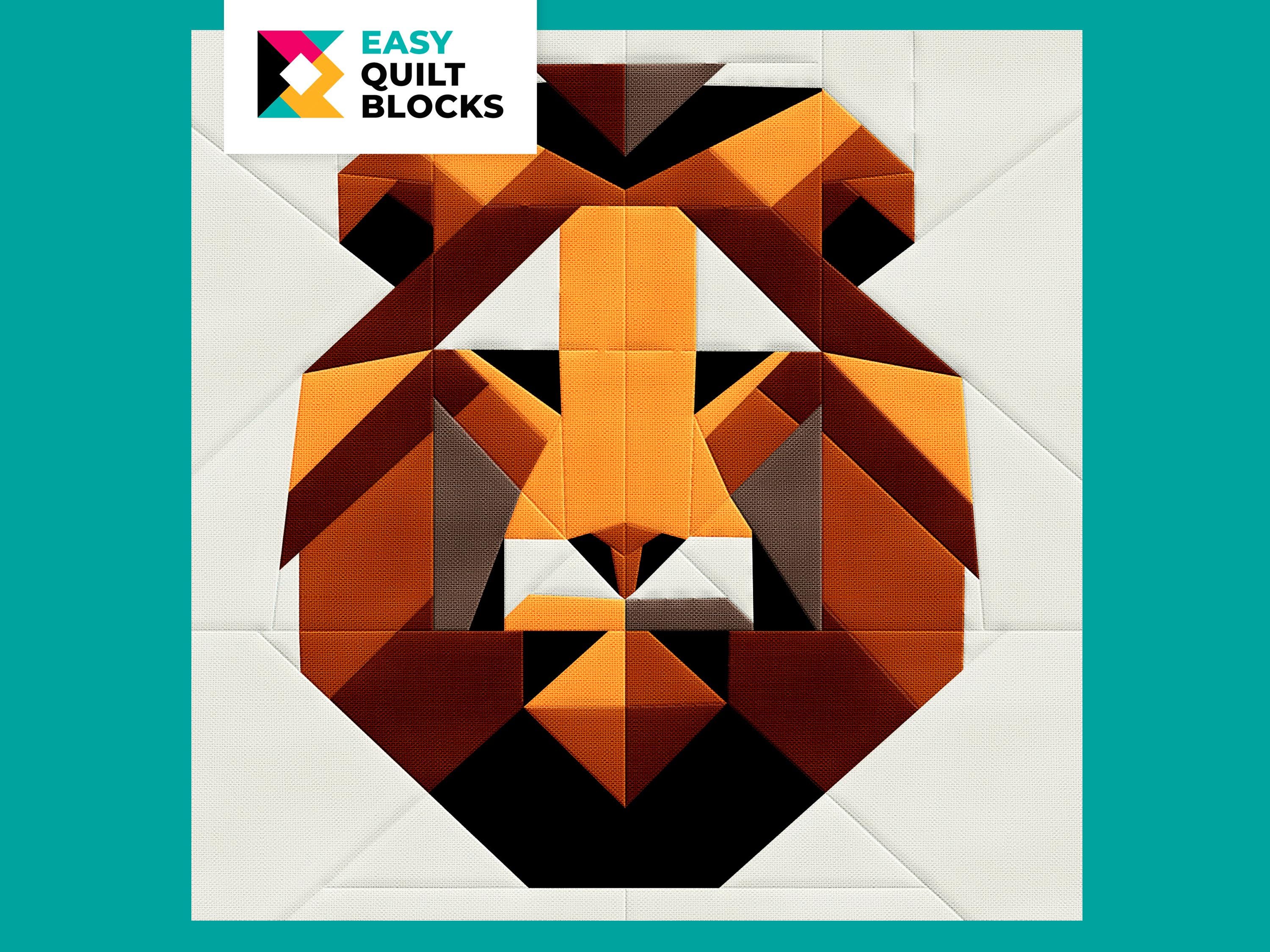 FPP Pattern - EASY Lion QUILT Block | Regal Scalable Paper Pieced Quilt ...