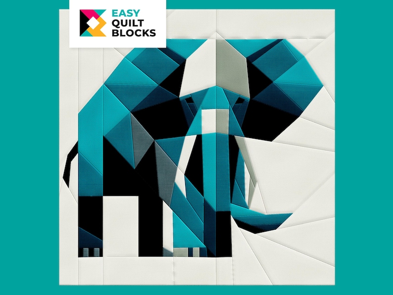 FPP Pattern - EASY Elephant QUILT Block | Bold Paper Pieced Quilt ...