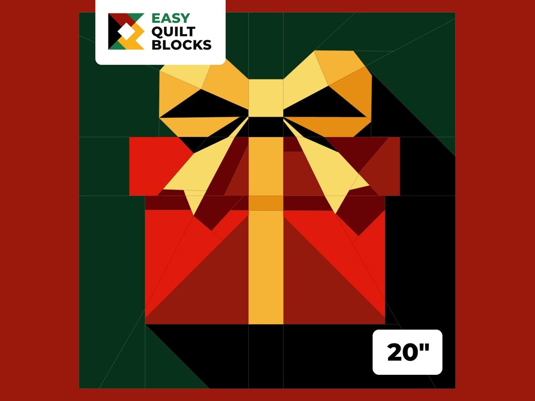 Gift Box Quilt Block Pattern, Easy Christmas FPP PDF, Beginner Paper ...