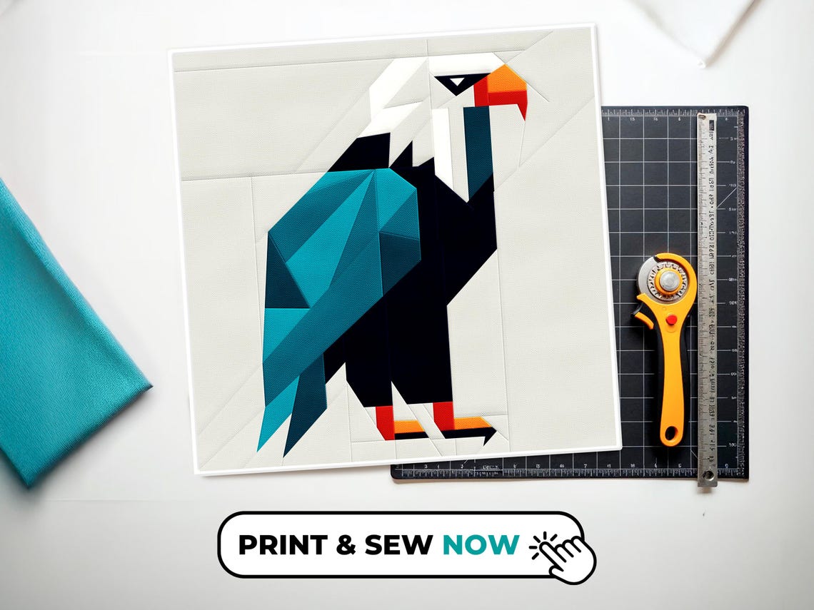 Eagle Quilt Block Pattern: Beginner FPP, Modern Geometric Design (PDF Pattern) - Etsy