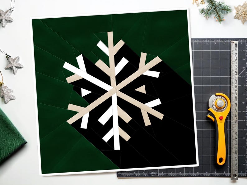 Snowflake Quilt Block Pattern, Winter FPP PDF, Easy Beginner Paper ...