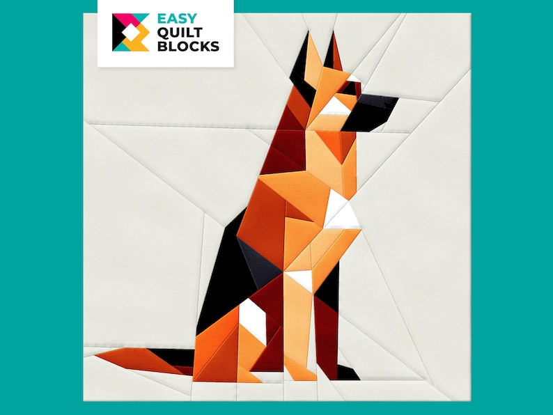 FPP Pattern - EASY German Shepherd QUILT Pattern | Striking Paper ...