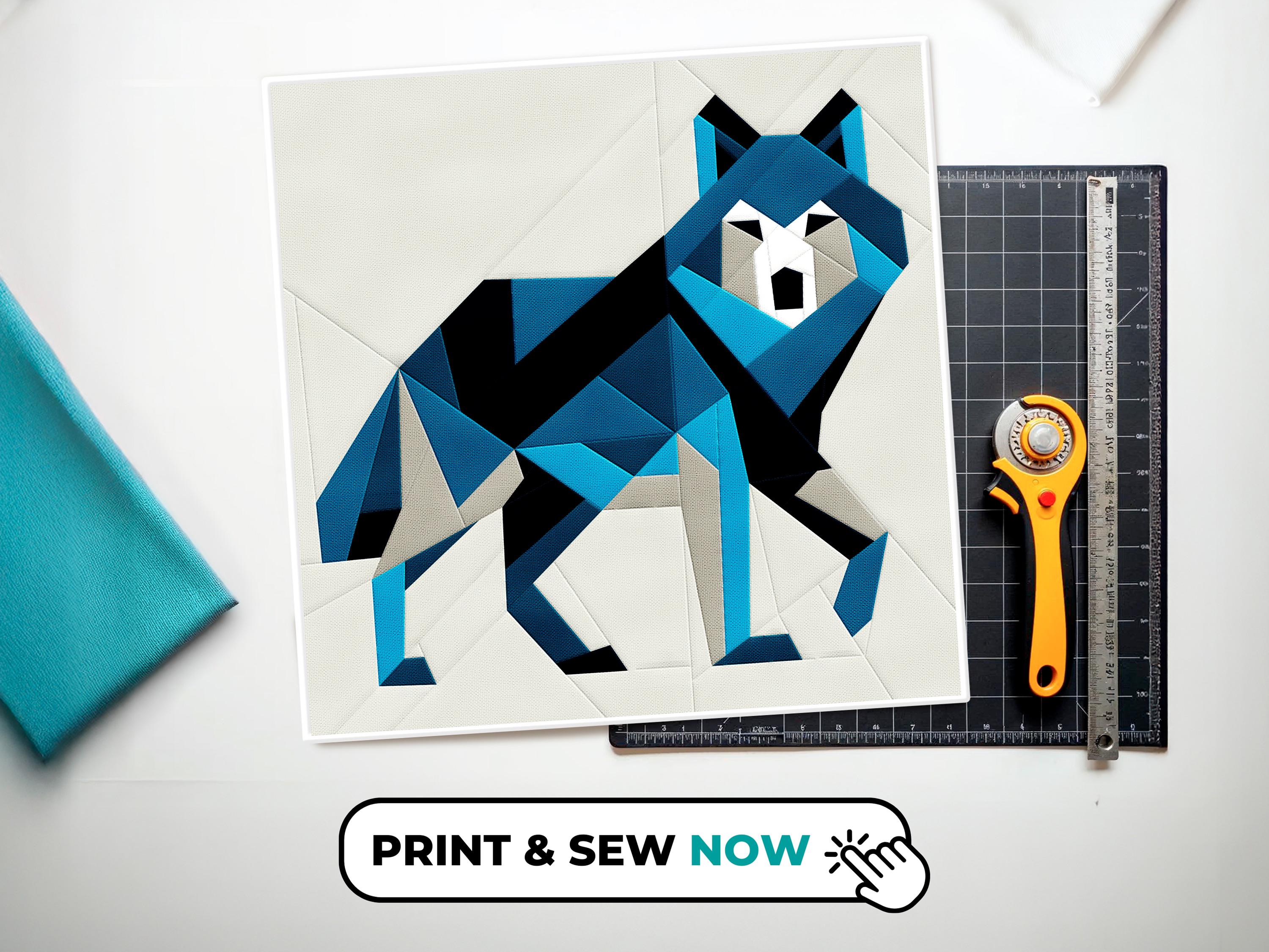Wolf Quilt Block Pattern: Modern Paper Piecing (20x20") (PDF Pattern ...