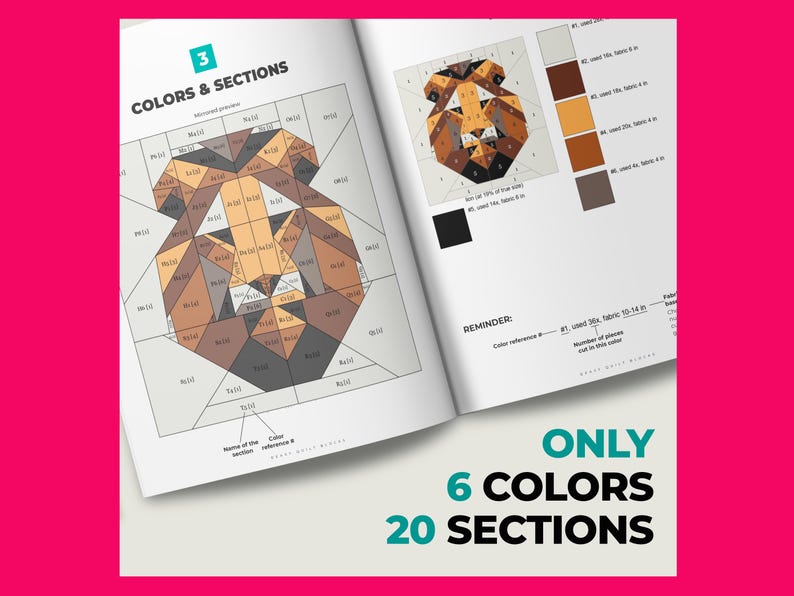 FPP Pattern - EASY Lion QUILT Block | Regal Scalable Paper Pieced Quilt ...