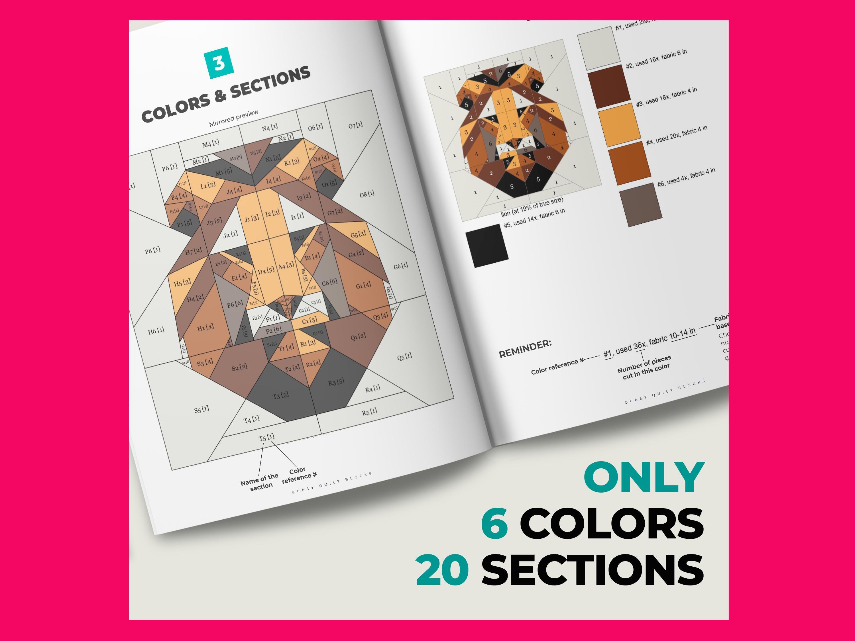 FPP Pattern - EASY Lion QUILT Block | Regal Scalable Paper Pieced Quilt ...