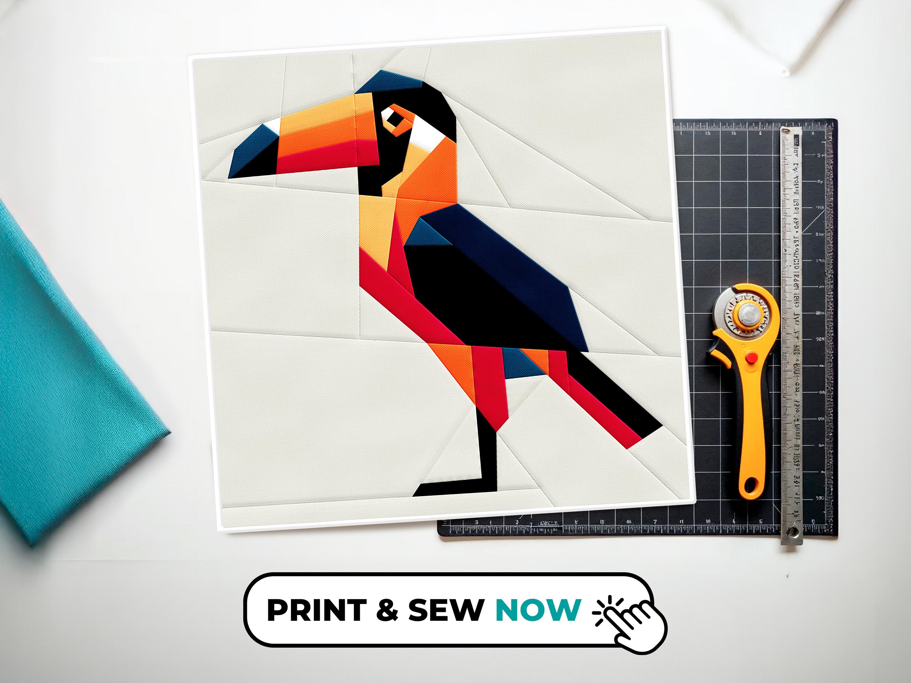 Toucan Quilt Block Pattern: Easy Paper Pieced Design (20x20") (PDF Pattern) - Etsy