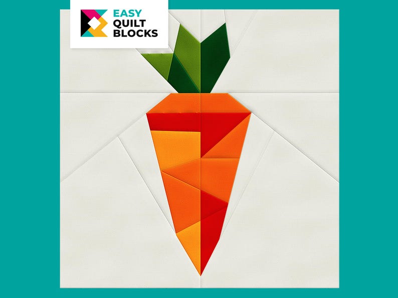 Carrot Quilt Block FPP Pattern: Beginner Spring Sewing (20x20") (PDF ...