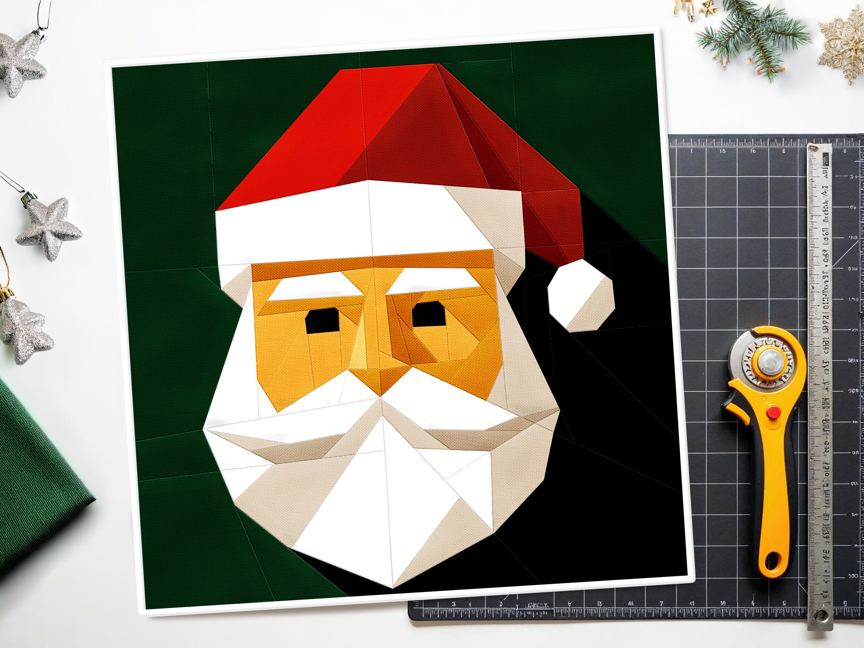 Santa Claus Quilt Block Pattern, Christmas FPP PDF, Easy Beginner Paper ...