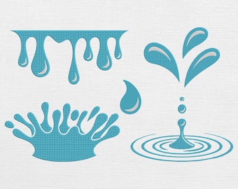 Water Drop Embroidery - Drop Embroidery - Paddle Embroidery - Splash ...