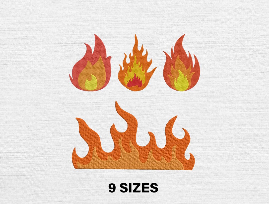 Flame Embroidery Design With Applique Deasign 2-in-1 Pattern (instant ...