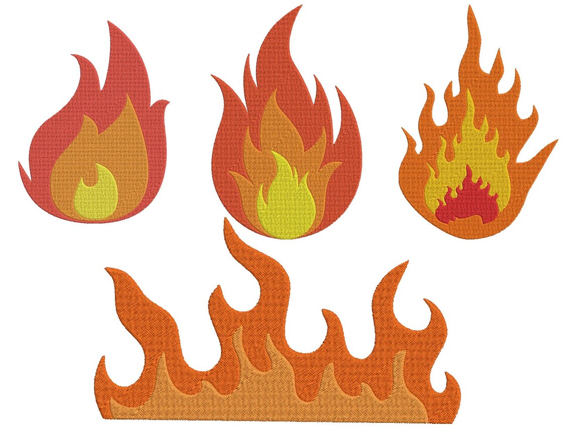 Flame Embroidery Design With Applique Deasign 2-in-1 Pattern (instant ...