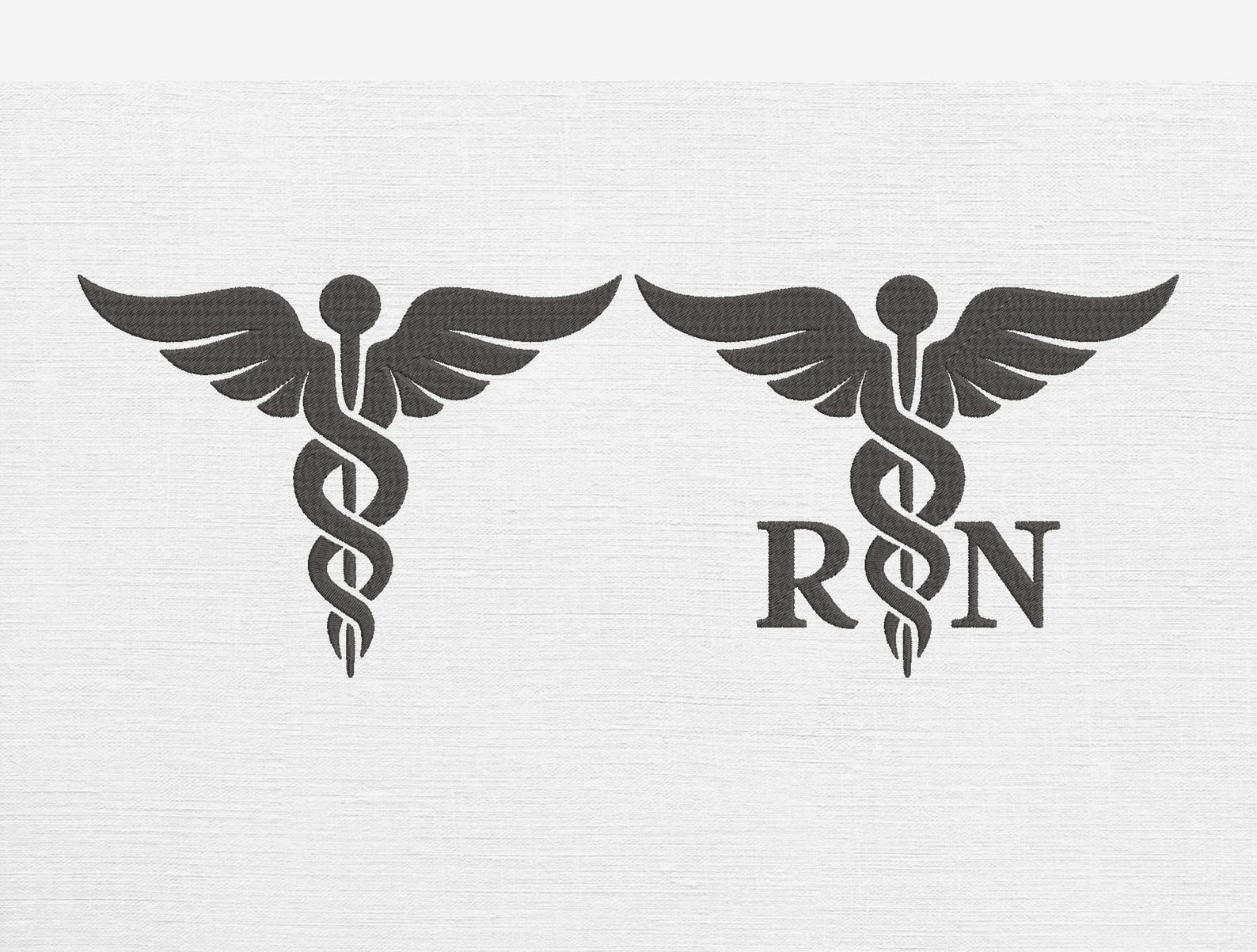 RN Caduceus Embroidery Design - Nurse Medical Symbol Digital Design ...