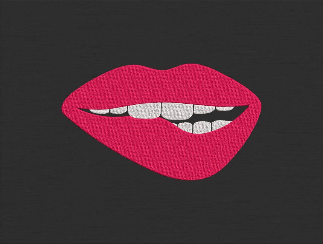Red Lips Embroidery Design: Biting Lips Pattern (13 Sizes) (instant ...