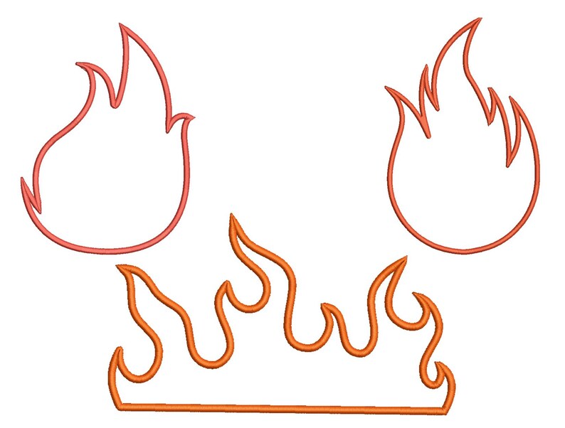 Flame Embroidery Design With Applique Deasign 2-in-1 Pattern (instant ...