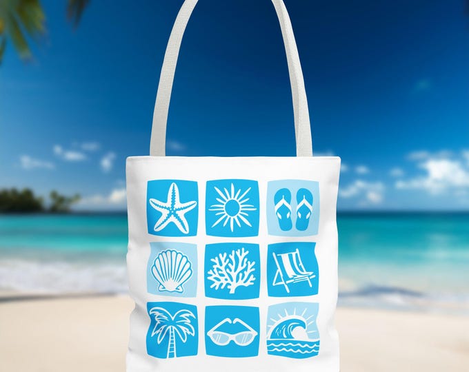 Beach Summer Tote Bag, Coastal Tote, Beach Bag, Vacation Tote, Sand and ...