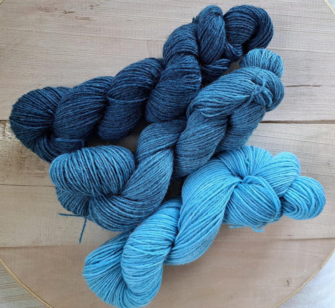 Hand Dyed "saxon Blue Indigo Fade" Fingering Yarn 150 Grams - Etsy