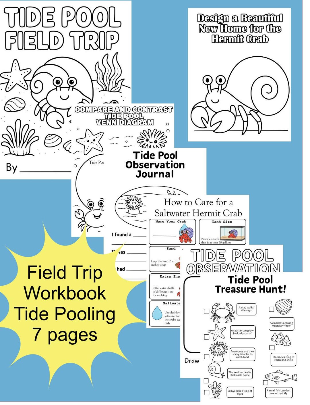 Tide Pool Field Trip Workbook Printable | Kids Nature Activities ...