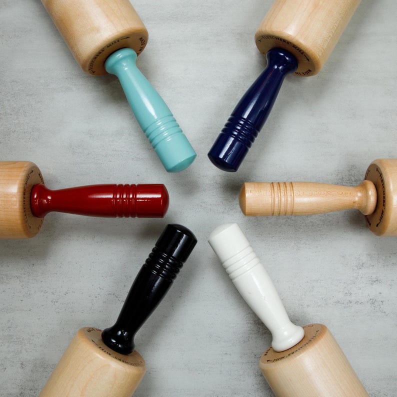 Rock Maple Rolling Pin With Colored Handles - Made in Maine - Etsy
