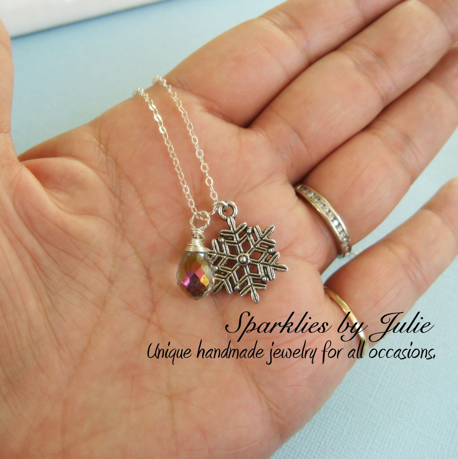 Snowflake Drop Necklaces Choose From 6 Silver Snowflake | Etsy