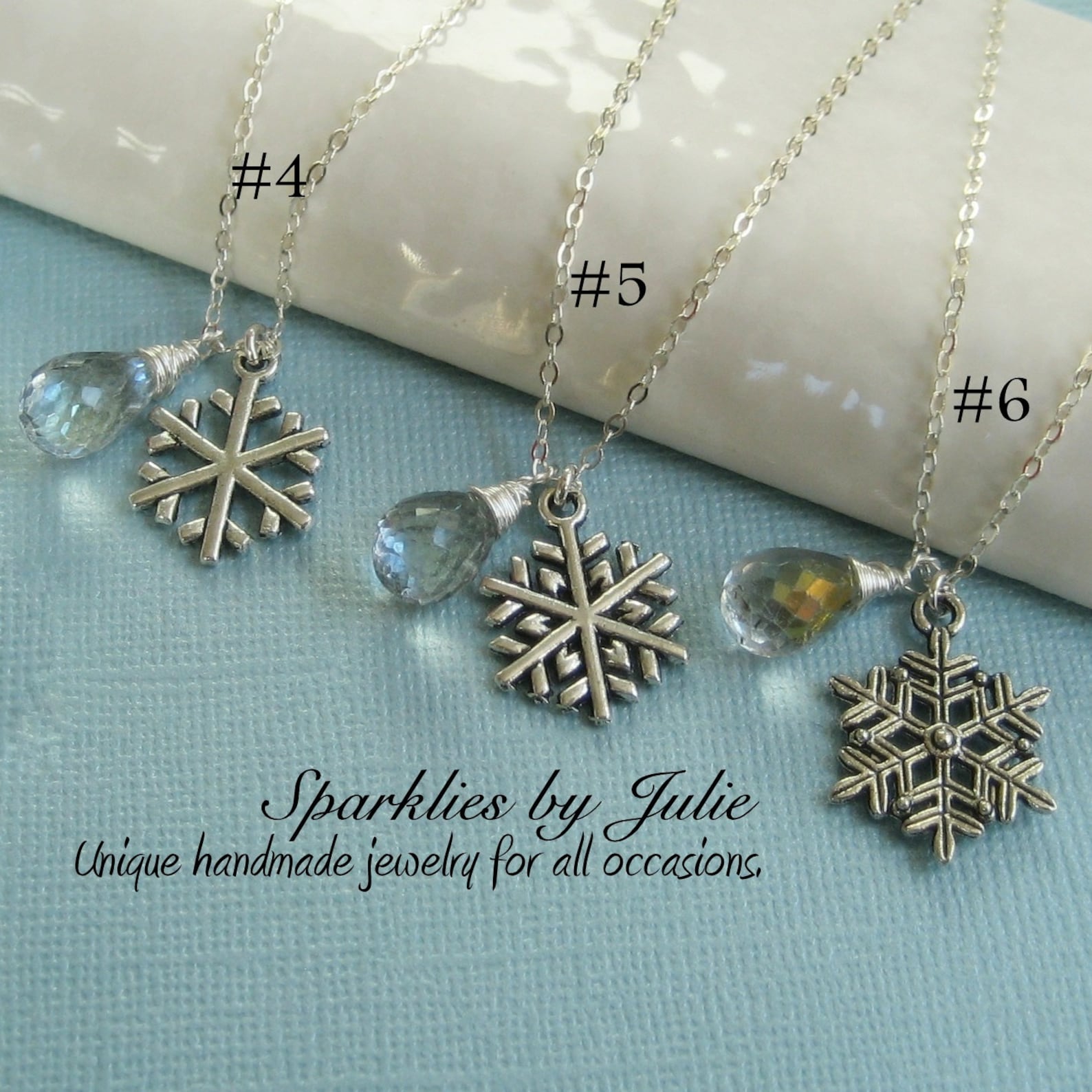 Snowflake Drop Necklaces Choose From 6 Silver Snowflake | Etsy