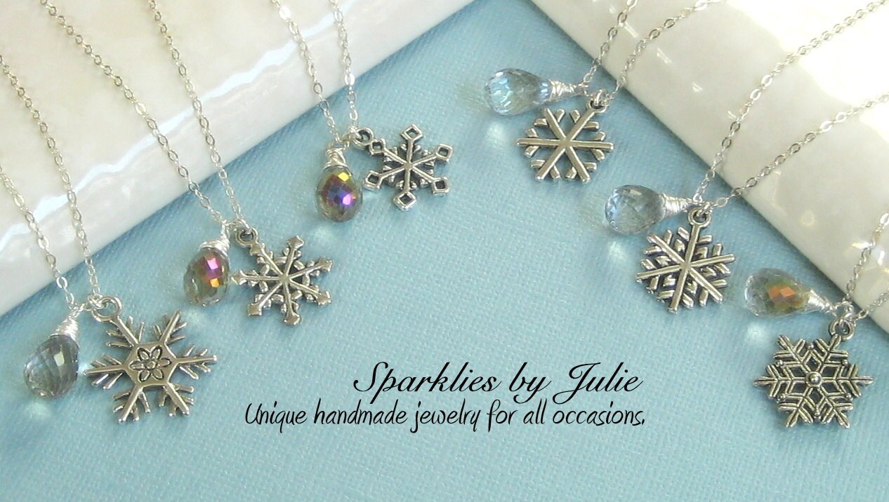 Snowflake Drop Necklaces Choose From 6 Silver Snowflake | Etsy