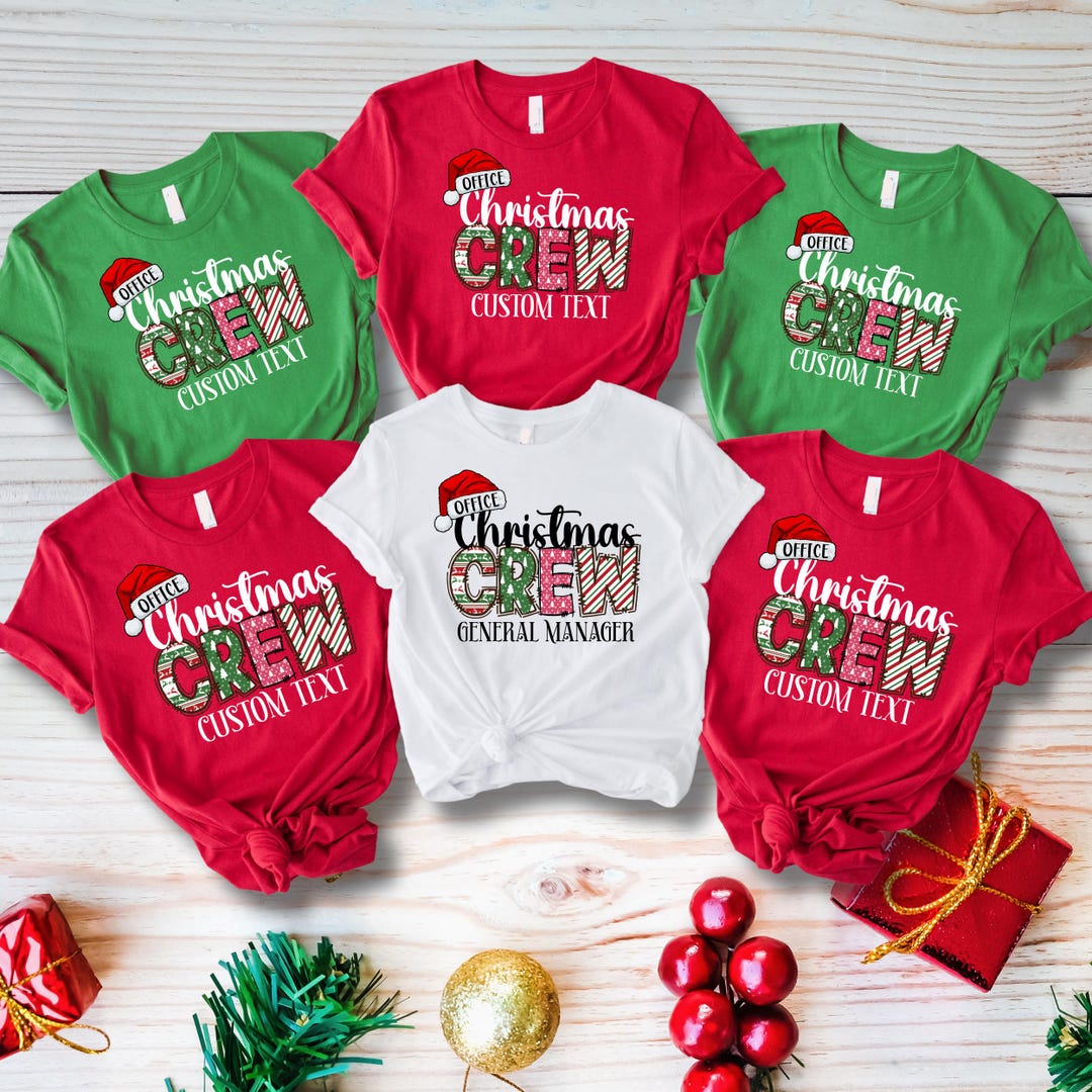 Office Christmas Crew Shirt, Custom Holiday Work Team Tee, Christmas ...