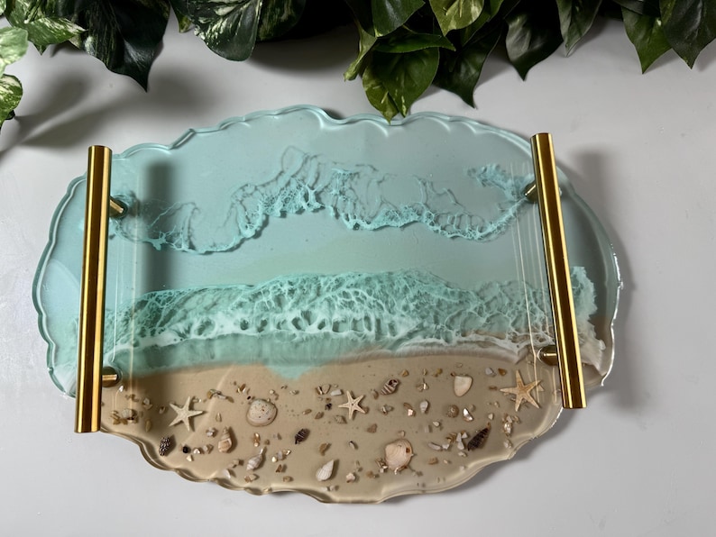 Beach Resin Tray With Seashells: Coastal Ocean Decor - Etsy