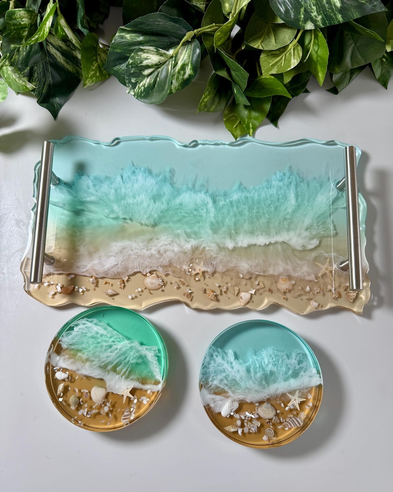 Beach Resin Tray With Seashells: Coastal Ocean Decor - Etsy
