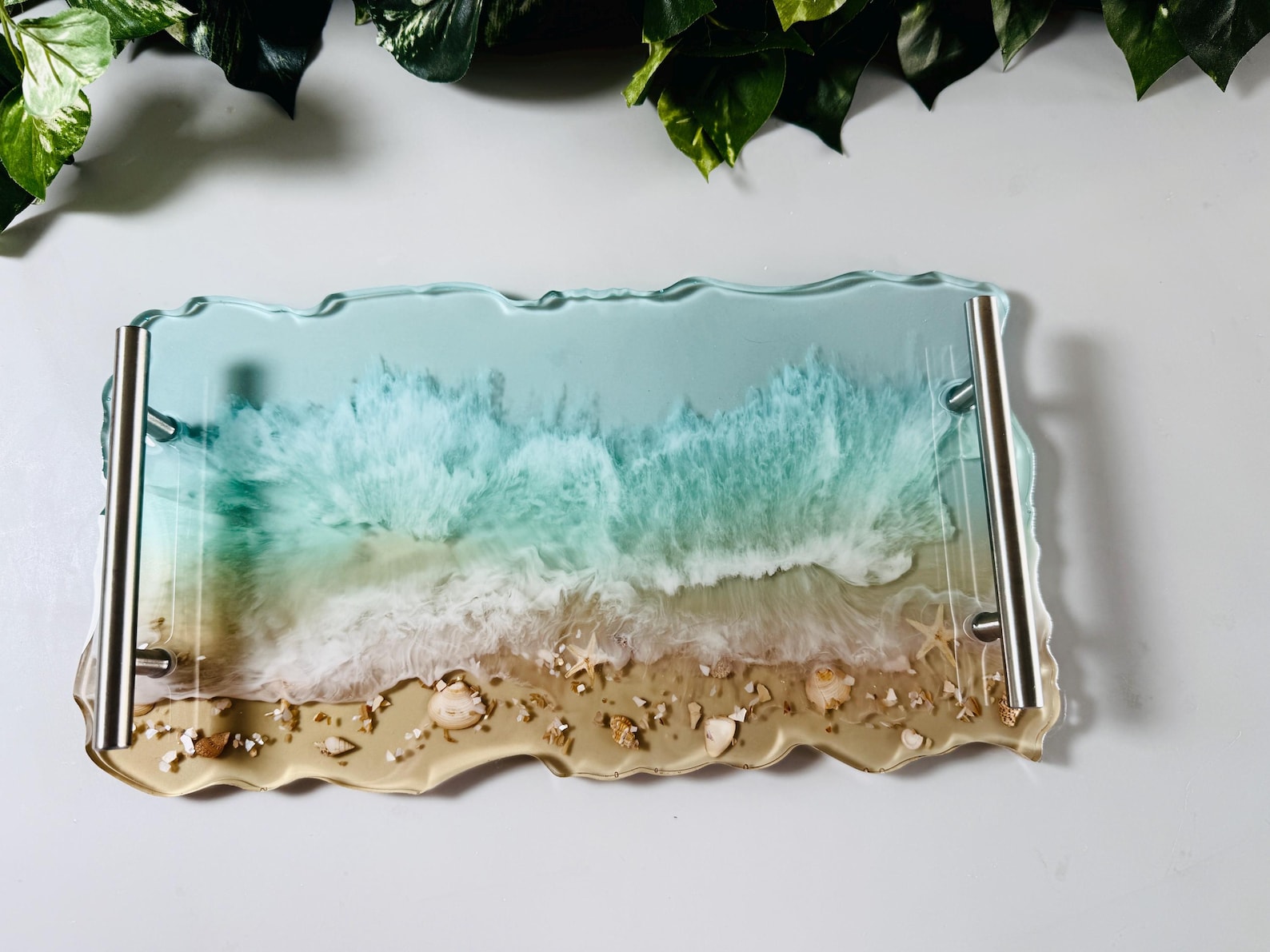 Beach Resin Tray With Seashells: Coastal Ocean Decor - Etsy