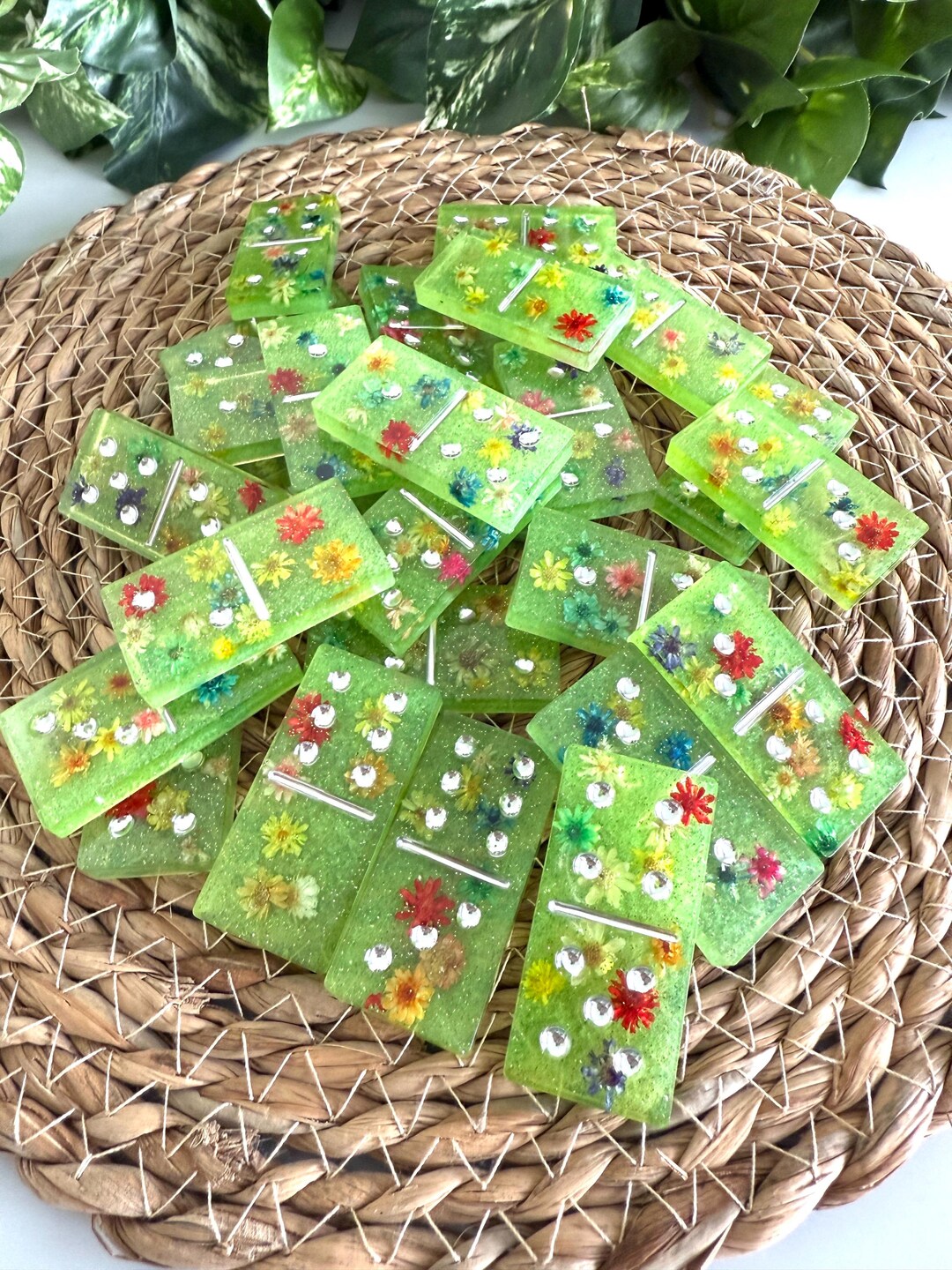 Flower Domino Set | Unique Game Gift | Game Night | Bar Decor | Real ...