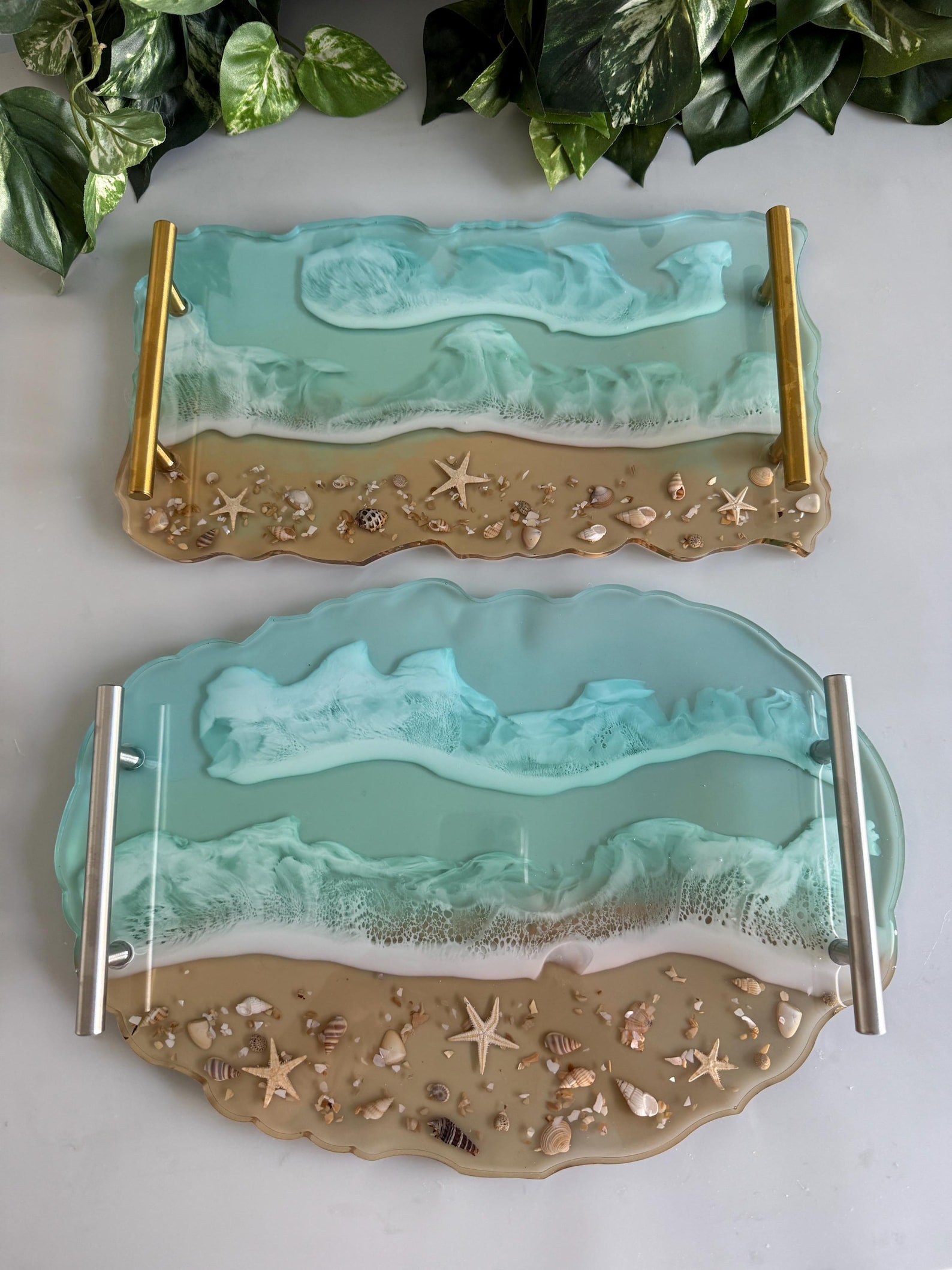 Beach Resin Tray With Seashells: Coastal Ocean Decor - Etsy