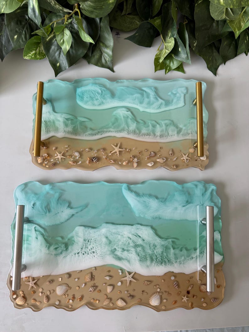 Beach Resin Tray With Seashells: Coastal Ocean Decor - Etsy
