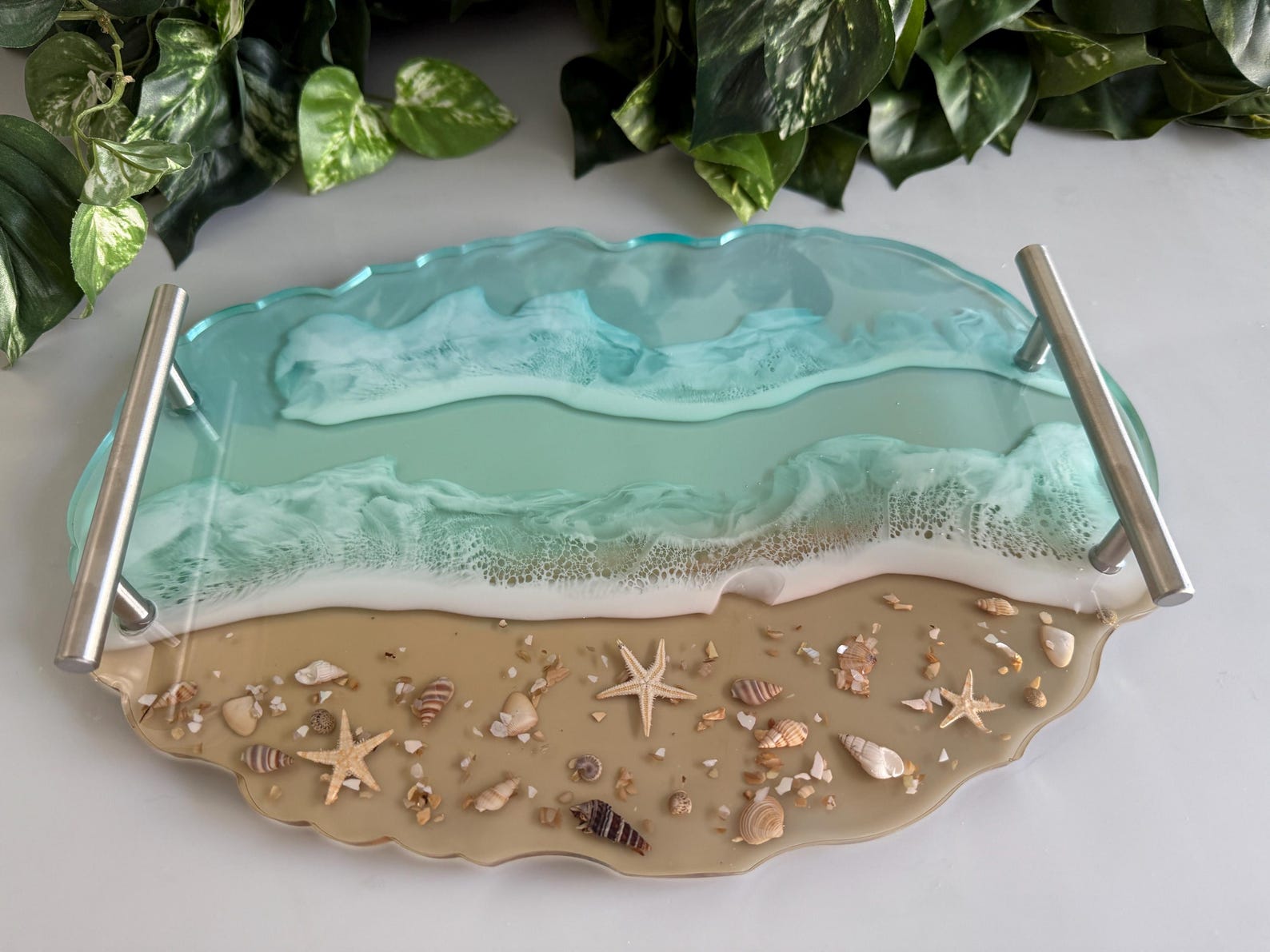 Beach Resin Tray With Seashells: Coastal Ocean Decor - Etsy