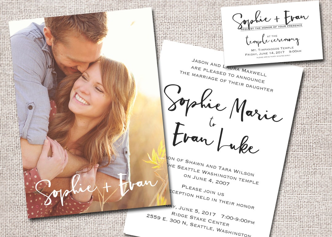 LDS Wedding Invitation Photo Wedding Invitation Wedding - Etsy