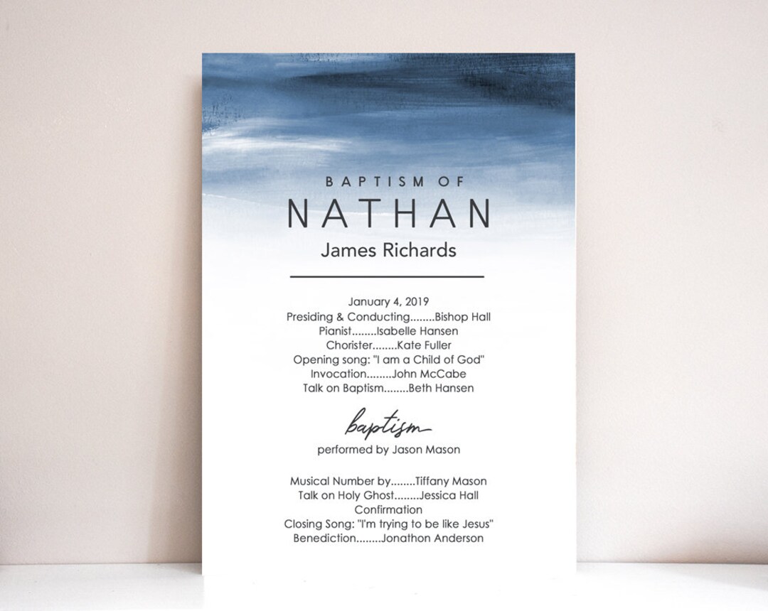 LDS Baptism Program, Boy, LDS Boy Baptism Program, Baptism Program ...