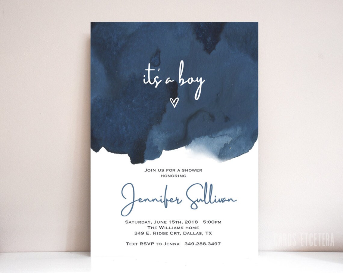 Boy Baby Shower Invitation, Baby Shower Invite, Modern Baby Shower, Boy ...