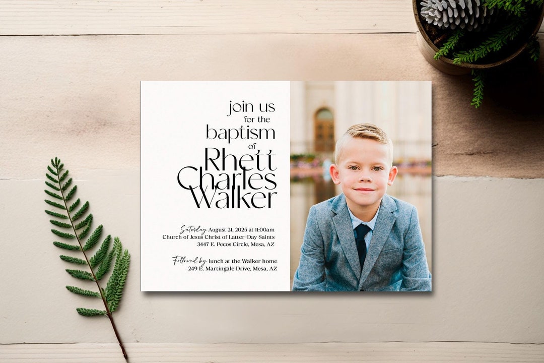 Boy LDS Baptism Invitation, Baptism Invite, Girl Baptism Invitation ...