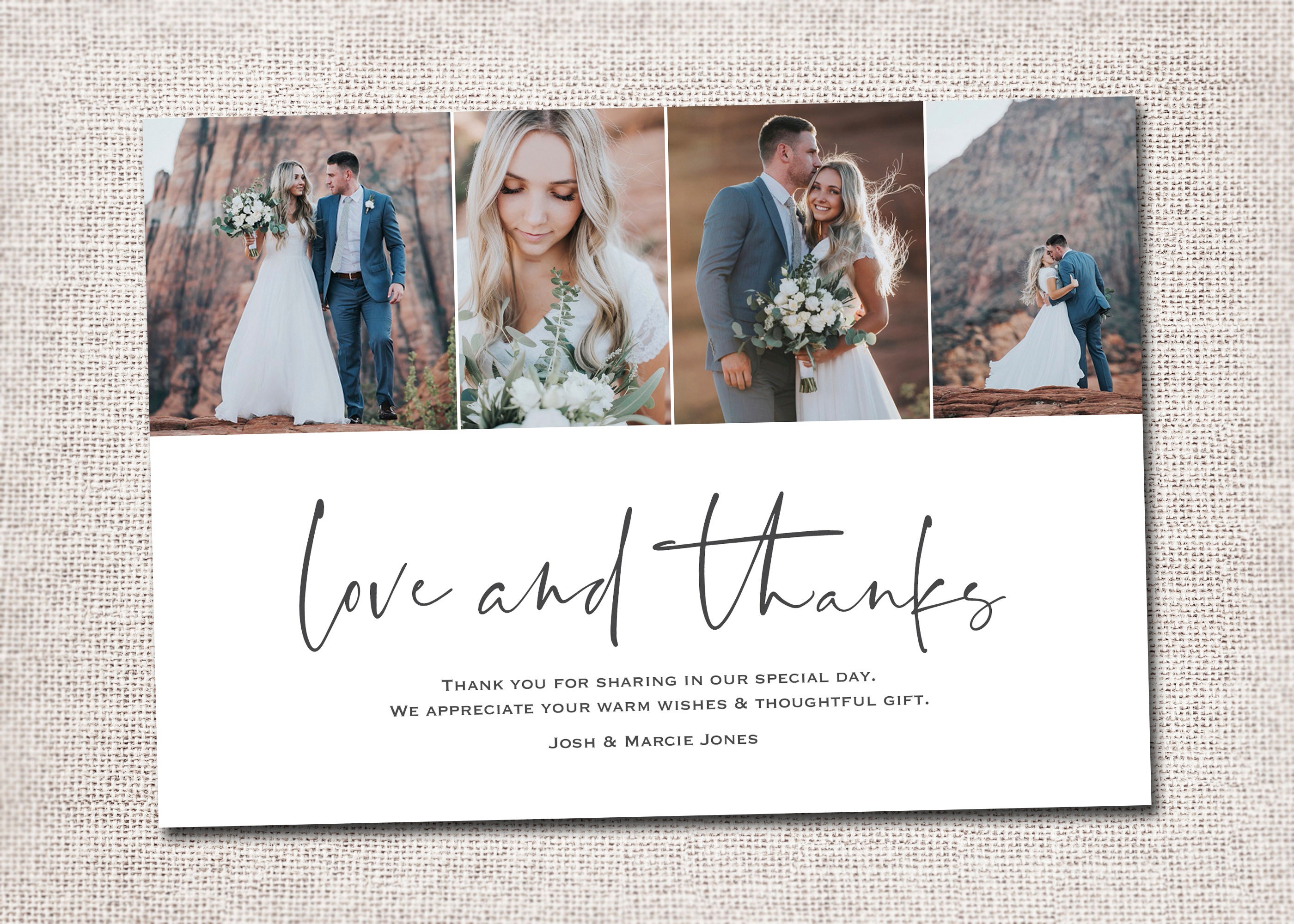 Wedding Thank You Card, Photo Thank You Card, Thank You Card, Printable ...
