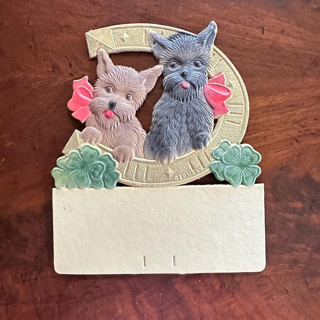 Embossed Paper Die Cut Calendar Base - Stamped Germany - Two Dogs ...